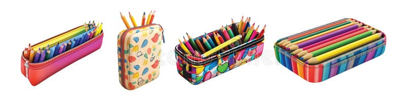Transparent or PNG Image of Colorful Pencil Case Pack Stock ...
