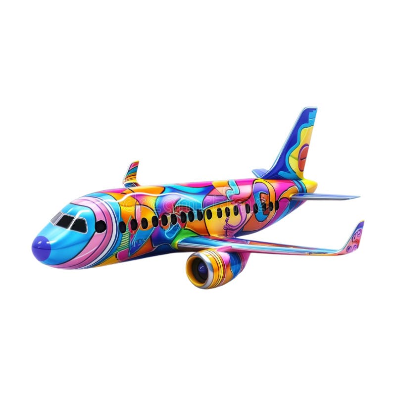 Transparent or PNG Image of Colorful Plane Flying Stock Illustration ...