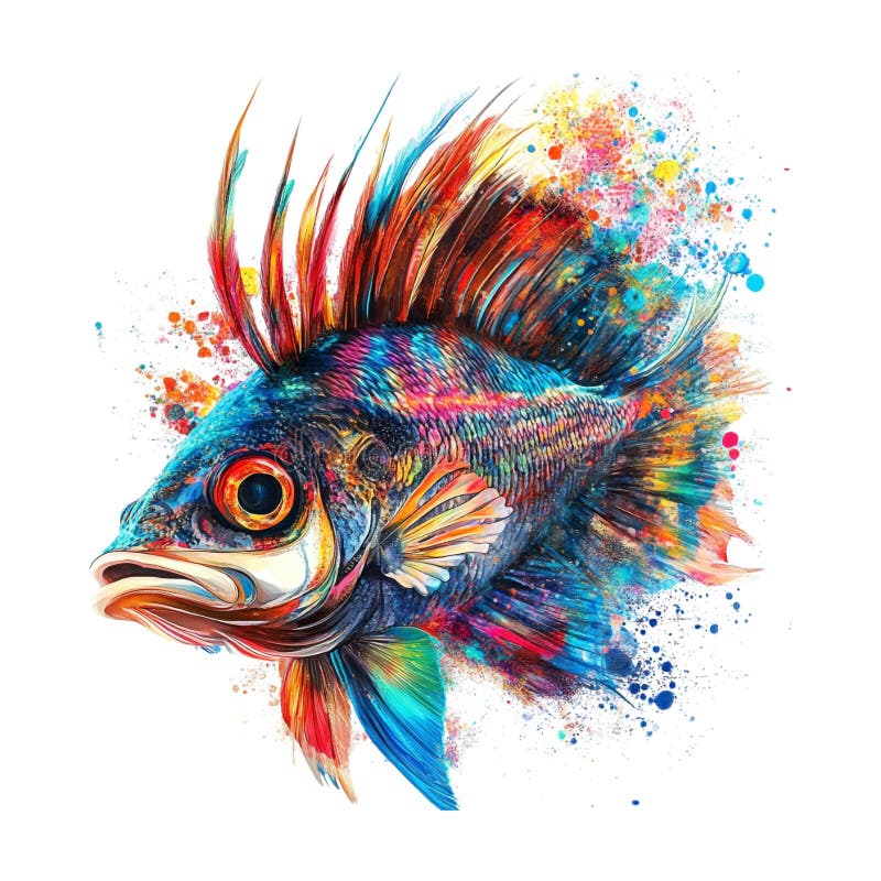 Transparent or PNG Image of a Colorful, Stylized Fish Stock ...