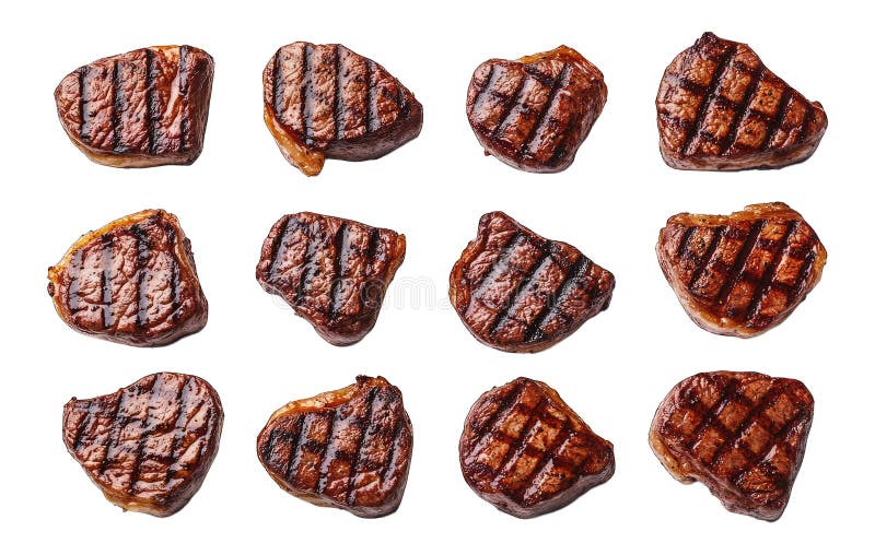 Transparent or PNG Image of Cooked Beef Steaks with Grill Marks Stock ...