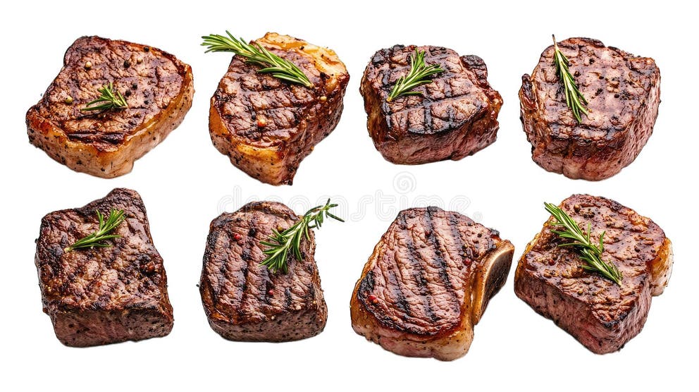 Transparent or PNG Image of Cooked Beef Steaks with Grill Marks Stock ...