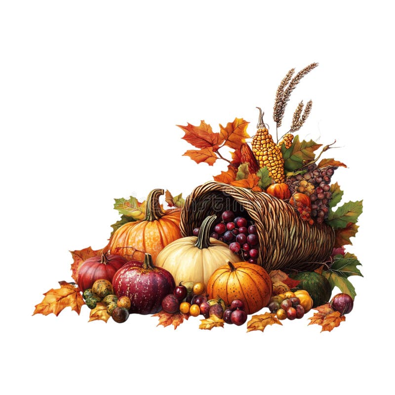 Transparent or PNG Image of a Cornucopia with Fall Produce Stock ...