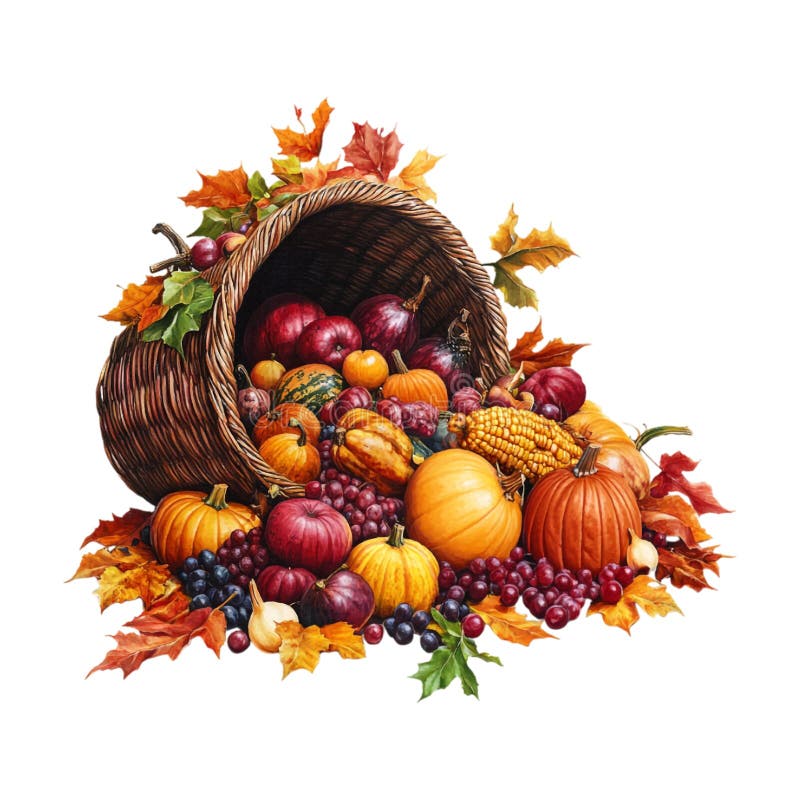 Transparent or PNG Image of a Cornucopia with Fall Produce Stock ...