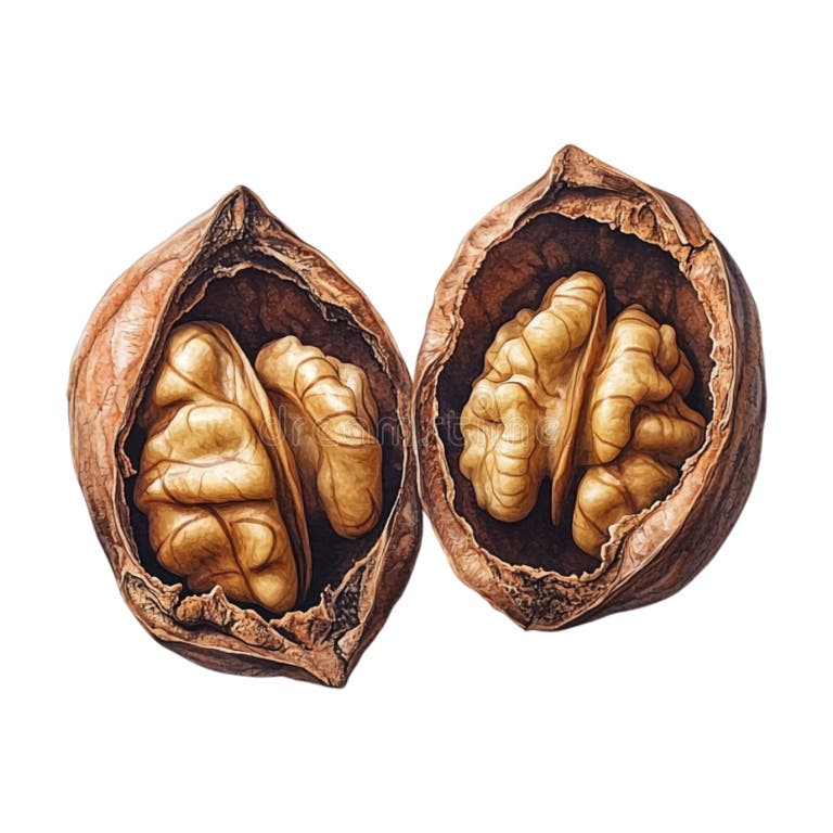 Transparent or PNG Image of a Cracked Walnut Stock Illustration ...