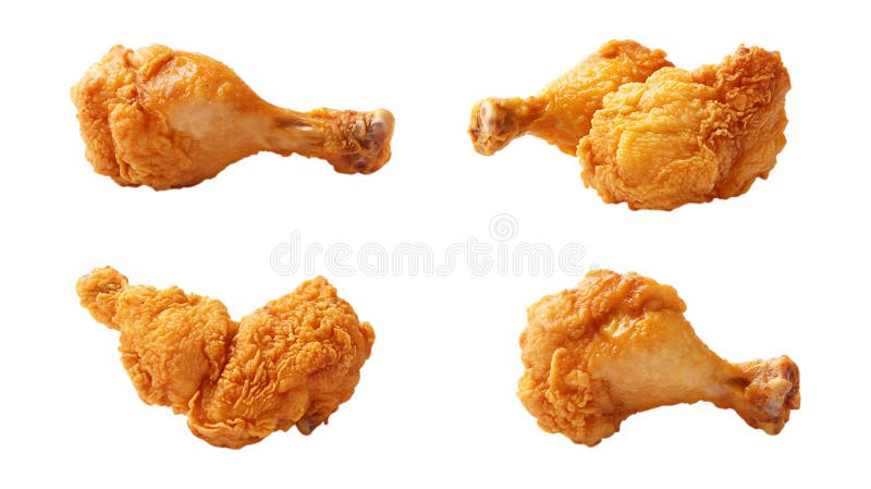 Four Pieces of Crispy Fried Chicken on a Plain White Backdrop Stock ...