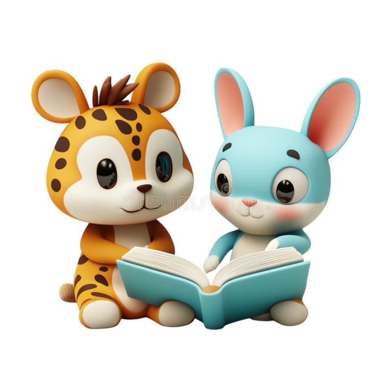 Transparent or PNG Image of Cute Animals Reading Stock Illustration ...