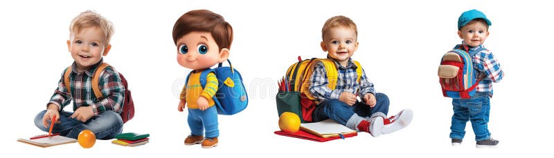 Transparent or PNG Image of Cute School Baby Sitting Pack Stock ...