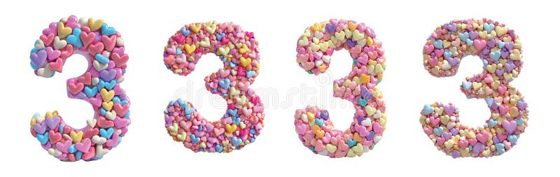 Transparent or PNG Image of 3D Rendering of a Alphabet Number 3 Made ...