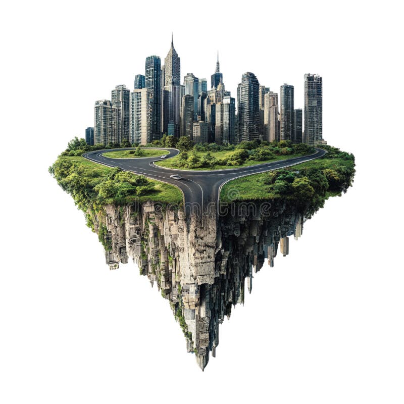 Transparent or PNG Image of a Floating City Stock Illustration ...
