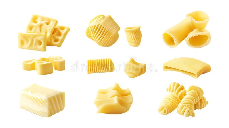 Various Shapes of Butter Pats Arranged on a White Background Stock ...