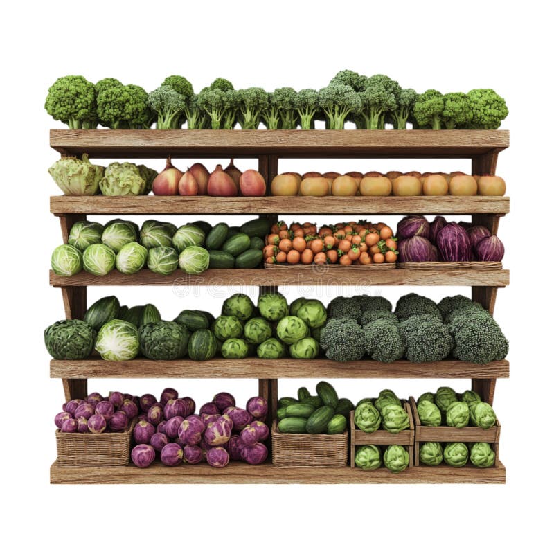 Transparent or PNG Image of Fresh Produce on Shelves Stock Illustration ...