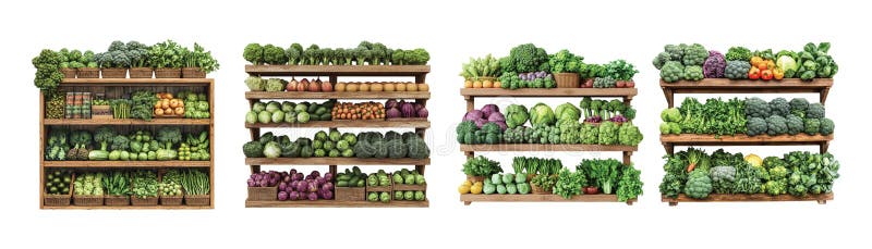 Transparent or PNG Image of Fresh Produce on Shelves Pack Stock ...