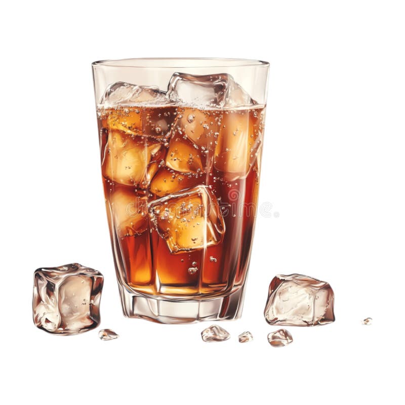 Transparent or PNG Image of a Glass of Cola with Ice Stock Illustration ...