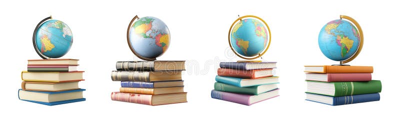 Transparent or PNG Image of Globe on Stack of Books Pack Stock ...