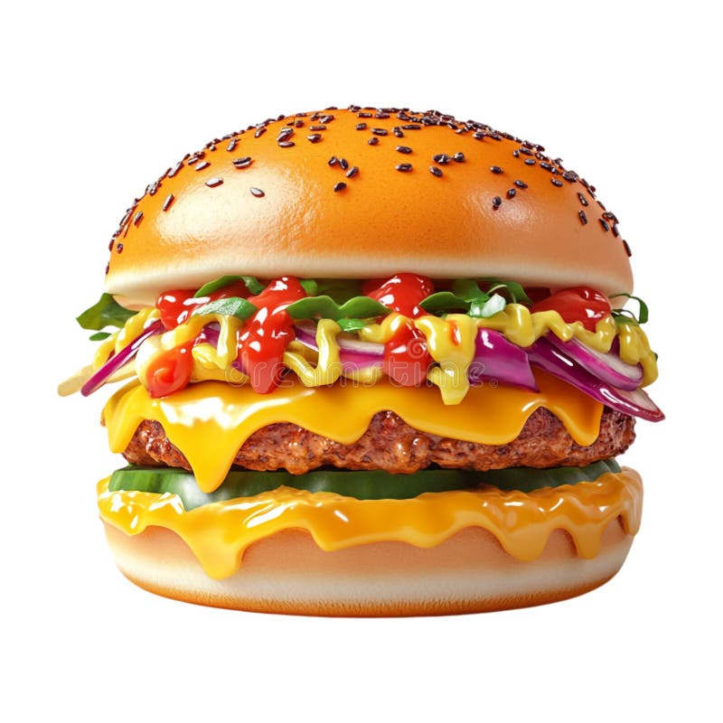 Transparent or PNG Image of Gourmet Cheeseburger Stock Illustration ...