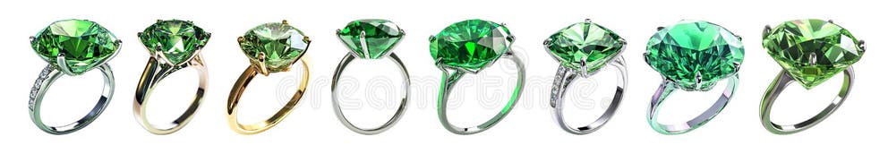 Transparent or PNG Image of Green Gemstone Ring Pack Stock Illustration - Illustration of ...