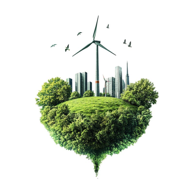 Transparent or PNG Image of Green Renewable Energy Source with Turbines ...