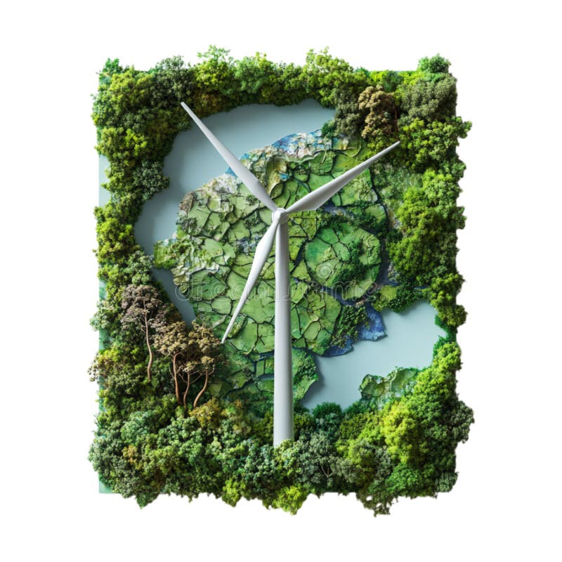Transparent or PNG Image of Green Renewable Energy Source with Turbines ...