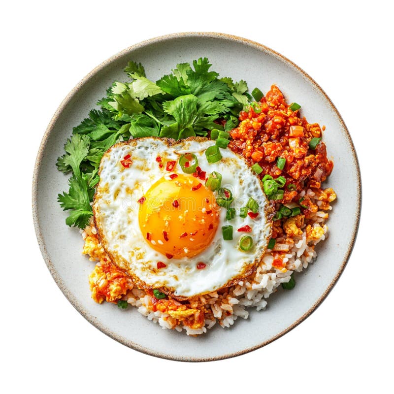 Transparent or PNG Image of Kimchi Fried Rice with a Fried Egg on Top ...