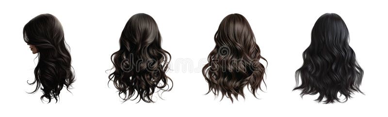 Transparent or PNG Image of Long Wavy Black Hair Pack Stock ...