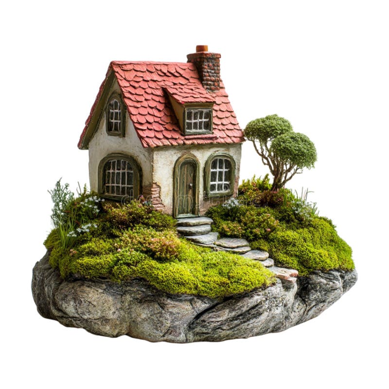 Transparent or PNG Image of Miniature House on Rocky Base Stock ...
