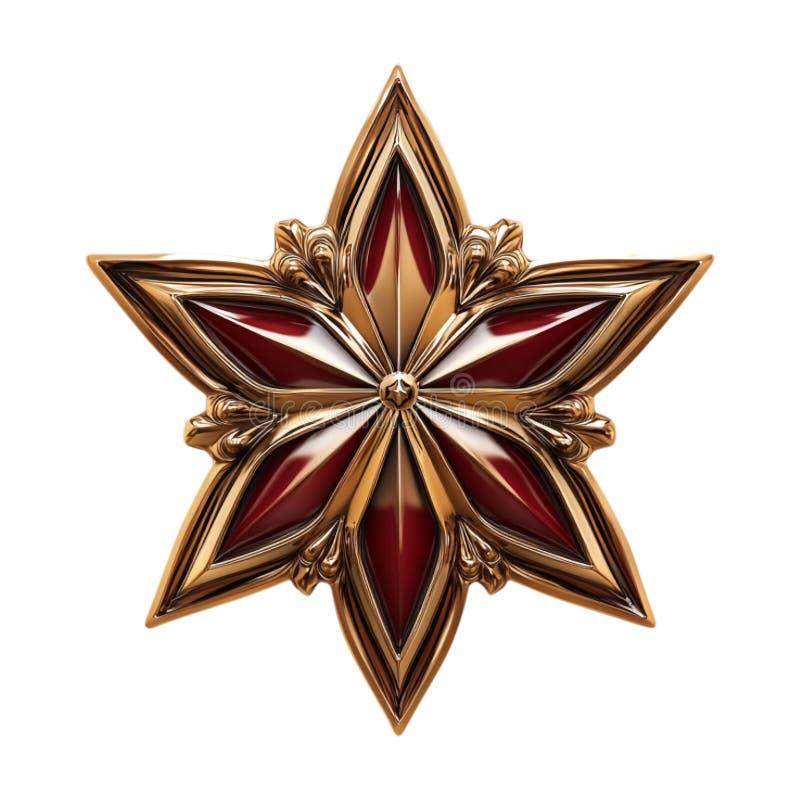 Transparent or PNG Image of an Ornate Gold Star Stock Illustration - Illustration of bead, tree ...