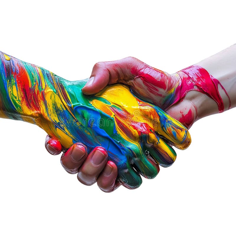 Transparent or PNG Image of Painted Hands Shaking Stock Illustration ...