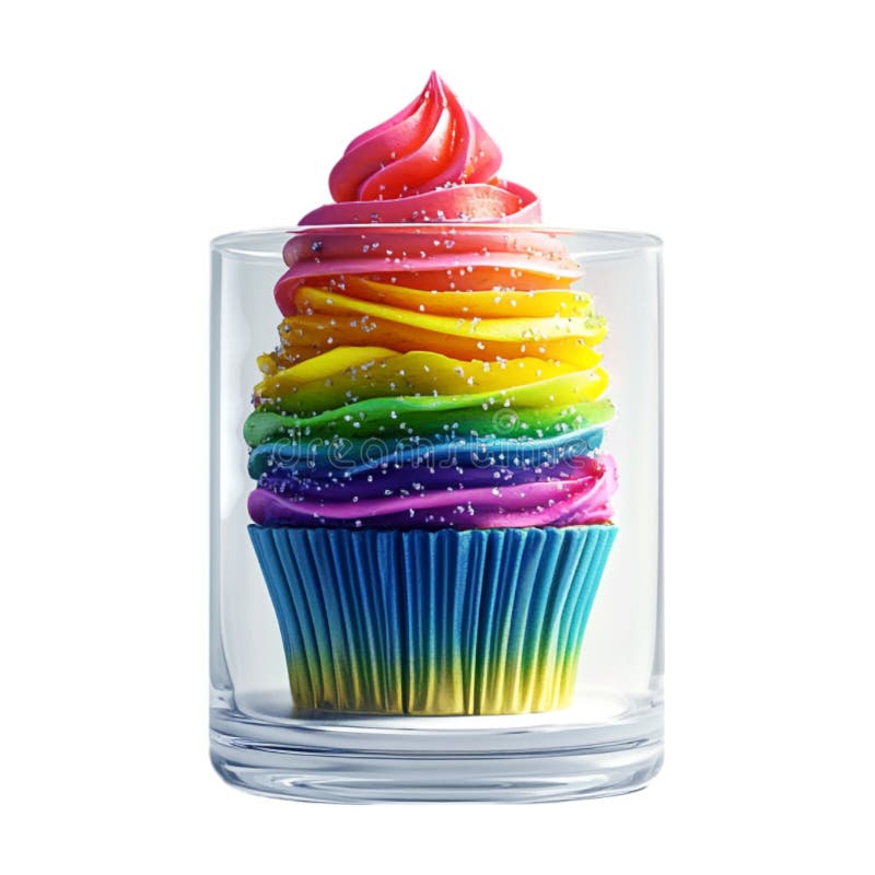 Transparent or PNG Image of Rainbow Cupcake in a Glass Stock Illustration - Illustration of ...