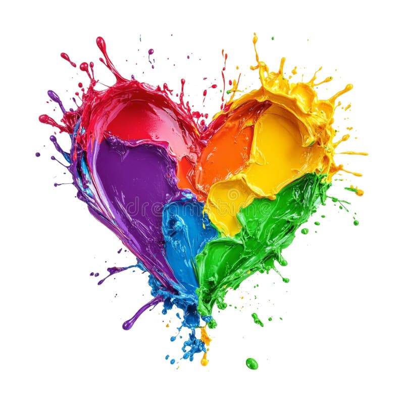Transparent or PNG Image of a Rainbow Splatter Heart Stock Illustration ...