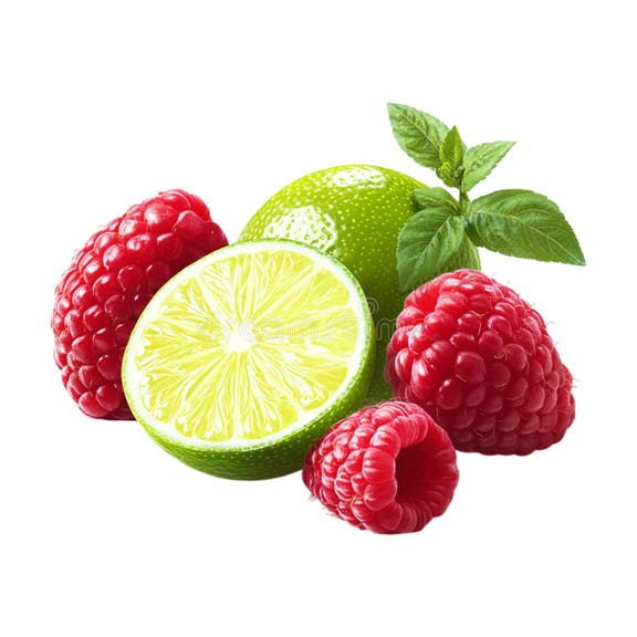 Transparent or PNG Image of Raspberries and Lime Stock Illustration ...