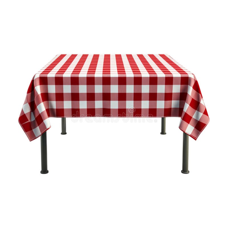 Transparent or PNG Image of a Red and White Checkered Tablecloth on a Table Stock Illustration ...