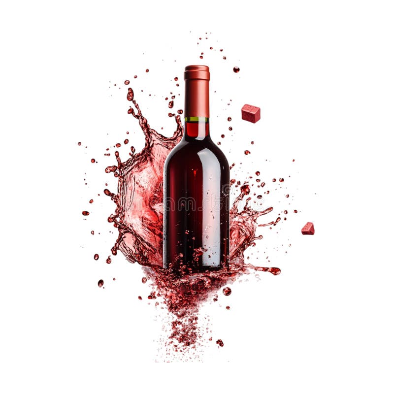 Transparent or PNG Image of Red Wine Bottle with Splash Stock ...