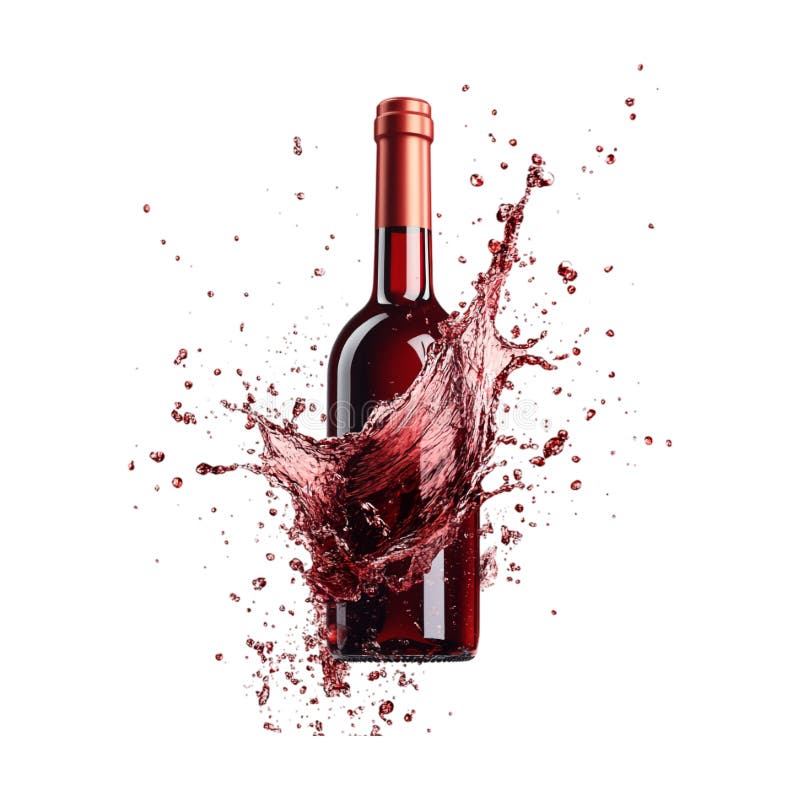 Transparent or PNG Image of Red Wine Bottle with Splash Stock ...