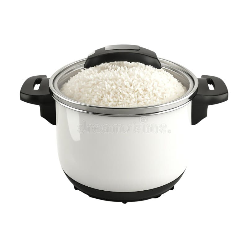 Transparent or PNG Image of Rice Cooker with Uncooked White Rice Stock ...