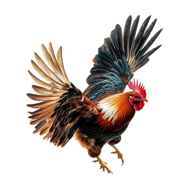 Transparent or PNG Image of Rooster Flying in Air Stock Illustration ...