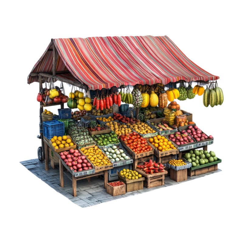 Transparent or PNG Image of a Rustic Fruit Stand Stock Illustration ...