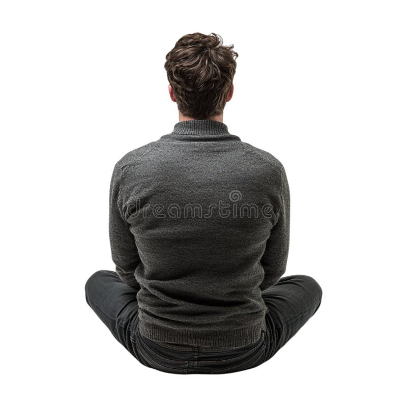 Transparent or PNG Image of Sad Man Sitting Depressed Back Side View ...