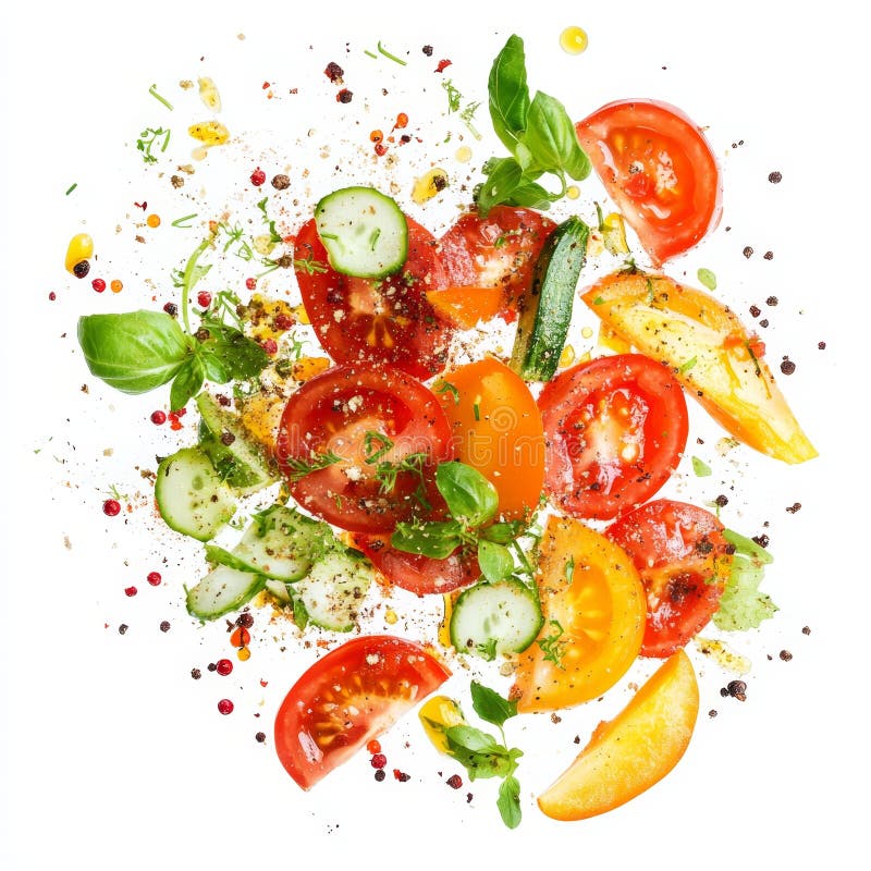 A Transparent PNG Image with a Sauce Explosion and Vegetables Sliced ...