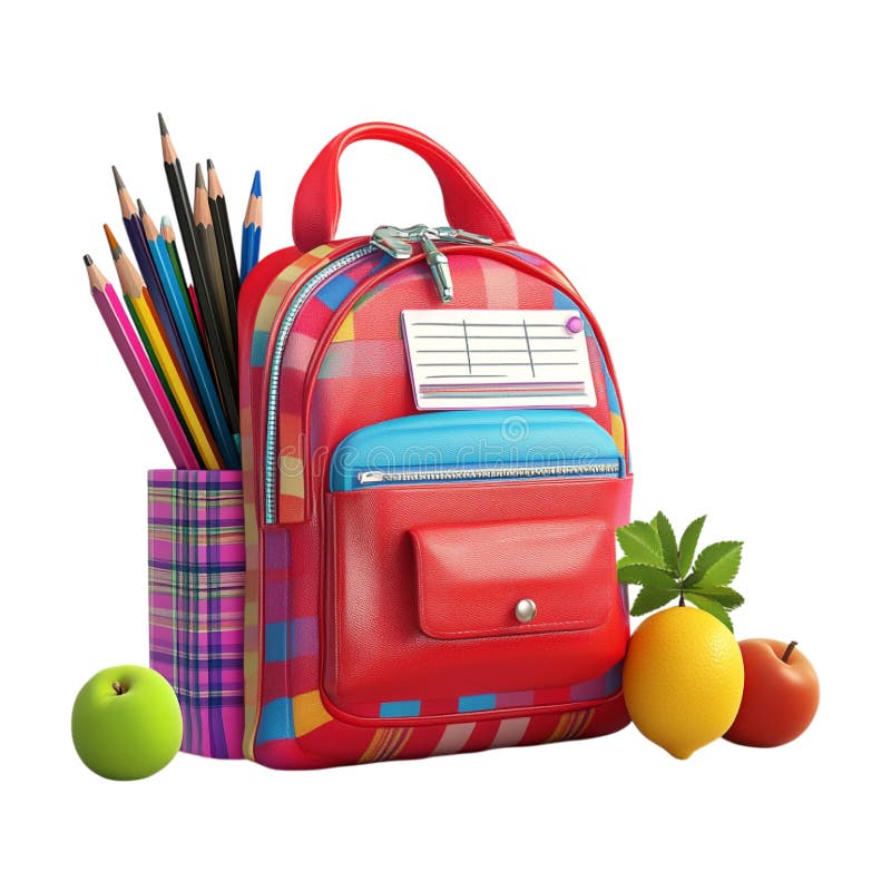 Transparent or PNG Image of School Backpack with Supplies Stock ...