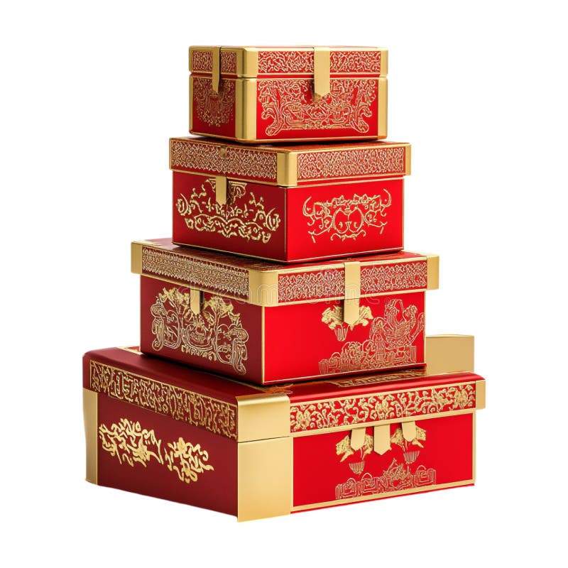 Transparent or PNG Image of Stack of Red Chinese Gift Boxes Stock ...