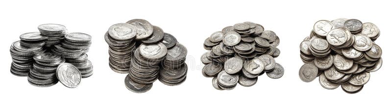 Transparent or PNG Image of Stack of Silver Coins Pack Stock Illustration - Illustration of ...