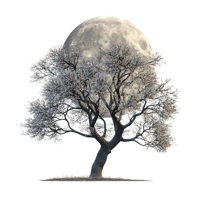 Transparent or PNG Image of Tree with Moon on Backside Stock ...