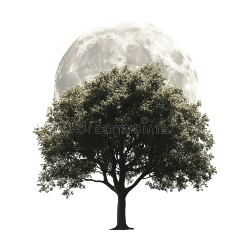 Transparent or PNG Image of Tree with Moon on Backside Stock ...