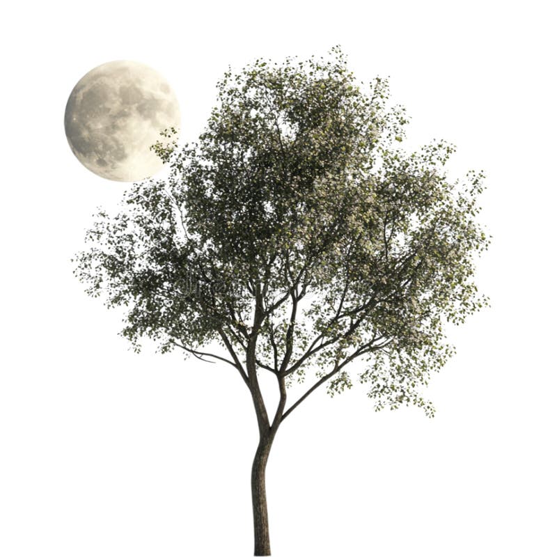 Transparent or PNG Image of Tree with Moon on Backside Stock ...