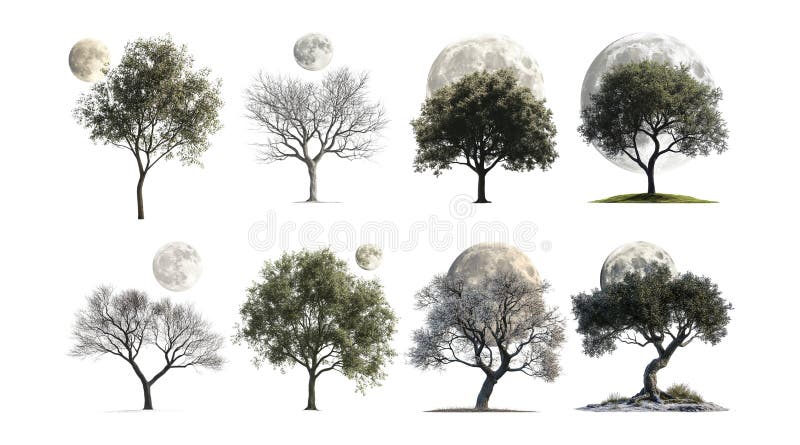 Transparent or PNG Image of Tree with Moon on Backside Pack Stock ...