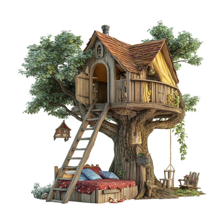 Transparent or PNG Image of a Treehouse with a Bed Stock Illustration ...