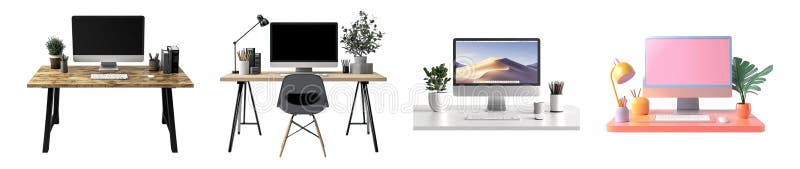 Transparent or PNG Image of Working Table with Computer and Other Items ...