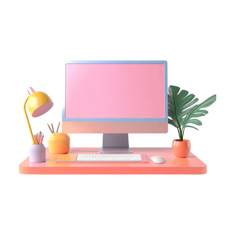 Transparent or PNG Image of Working Table with Computer and Other Items ...