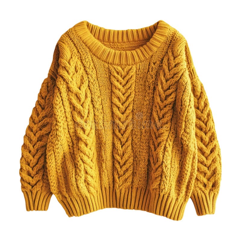 Transparent or PNG Image of a Yellow Chunky Knit Sweater Stock Image ...