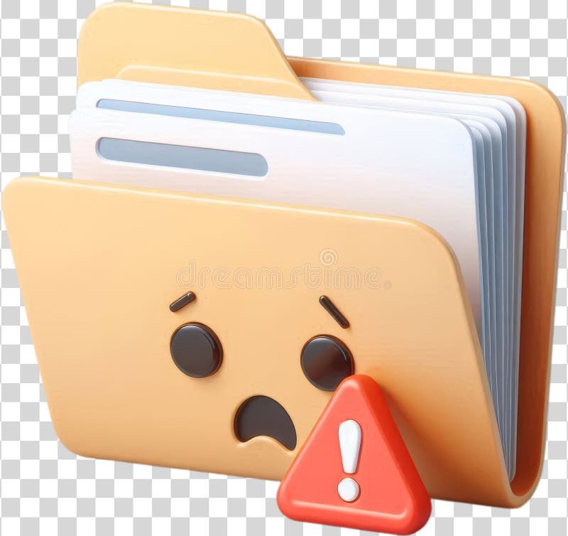 Transparent PNG of a Sad Folder with an Error Warning Icon Stock Photo ...